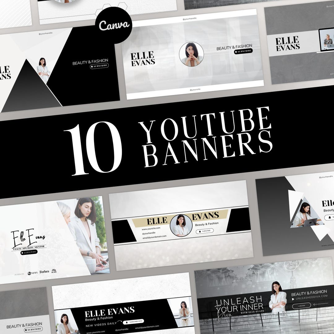 10 Youtube Banners for Vloggers and Influencers INSTANT DOWNLOAD ...