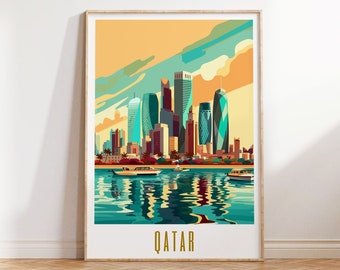 Qatar Skyline Print. Qatar Skyline Line Art. Instant Download. - Etsy