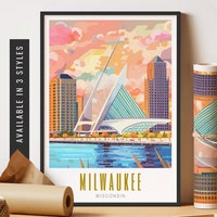 Milwaukee Landmarks - Watercolor Art Print // Milwaukee Gift, Wall Art ...