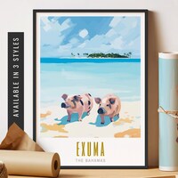 Vintage Green Turtle Cay Map PRINT, Watercolor Painting Style POSTER ...