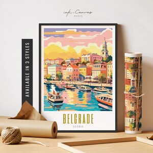Belgrade Serbia Wall Art Belgrade Travel Poster Retro Serbian Art ...