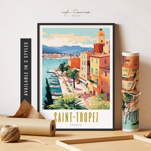 Saint Tropez Print Old Town St. Tropez Wall Art Saint-tropez Poster France Travel Poster French ...