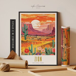 Zion National Park Poster Zion National Park Art Print Zion Poster ...