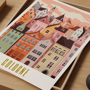 Cologne Germany Art Print Cologne Travel Poster Retro Cologne City ...