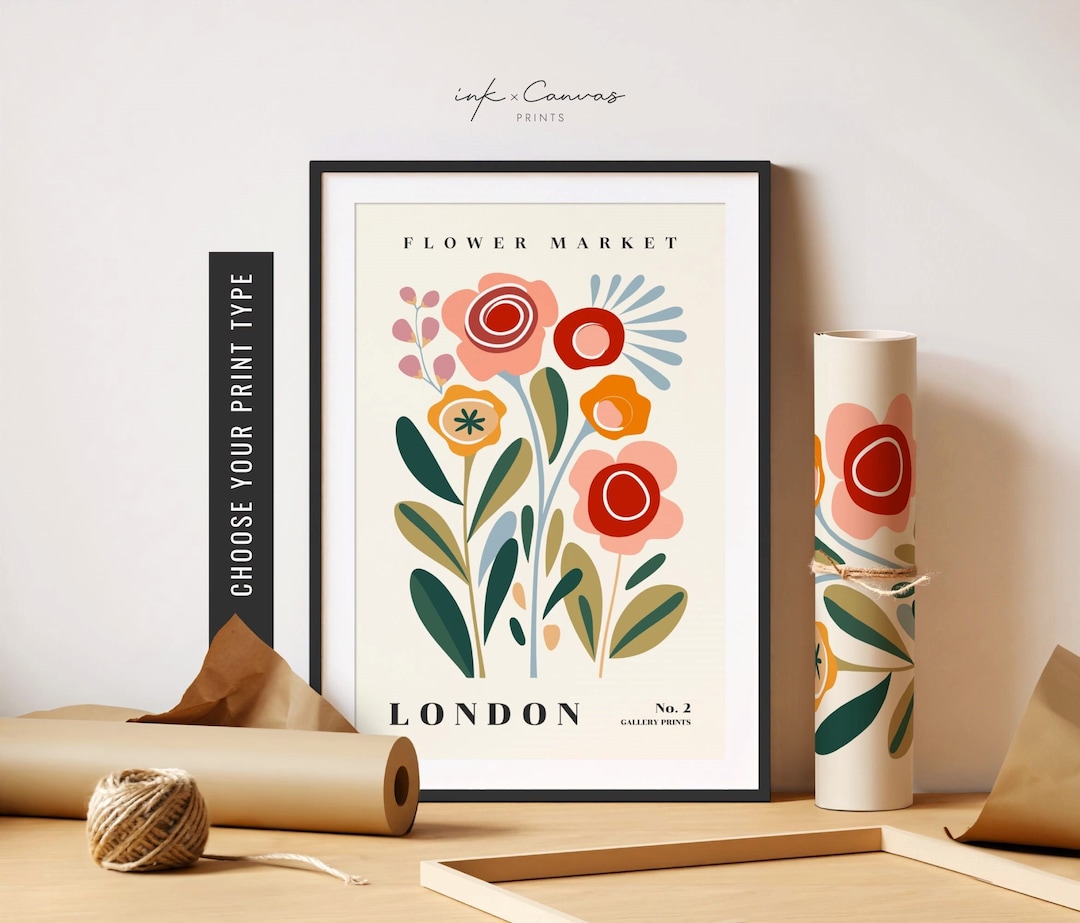 London Flower Market Print London Flower Market Wall Art Abstract ...