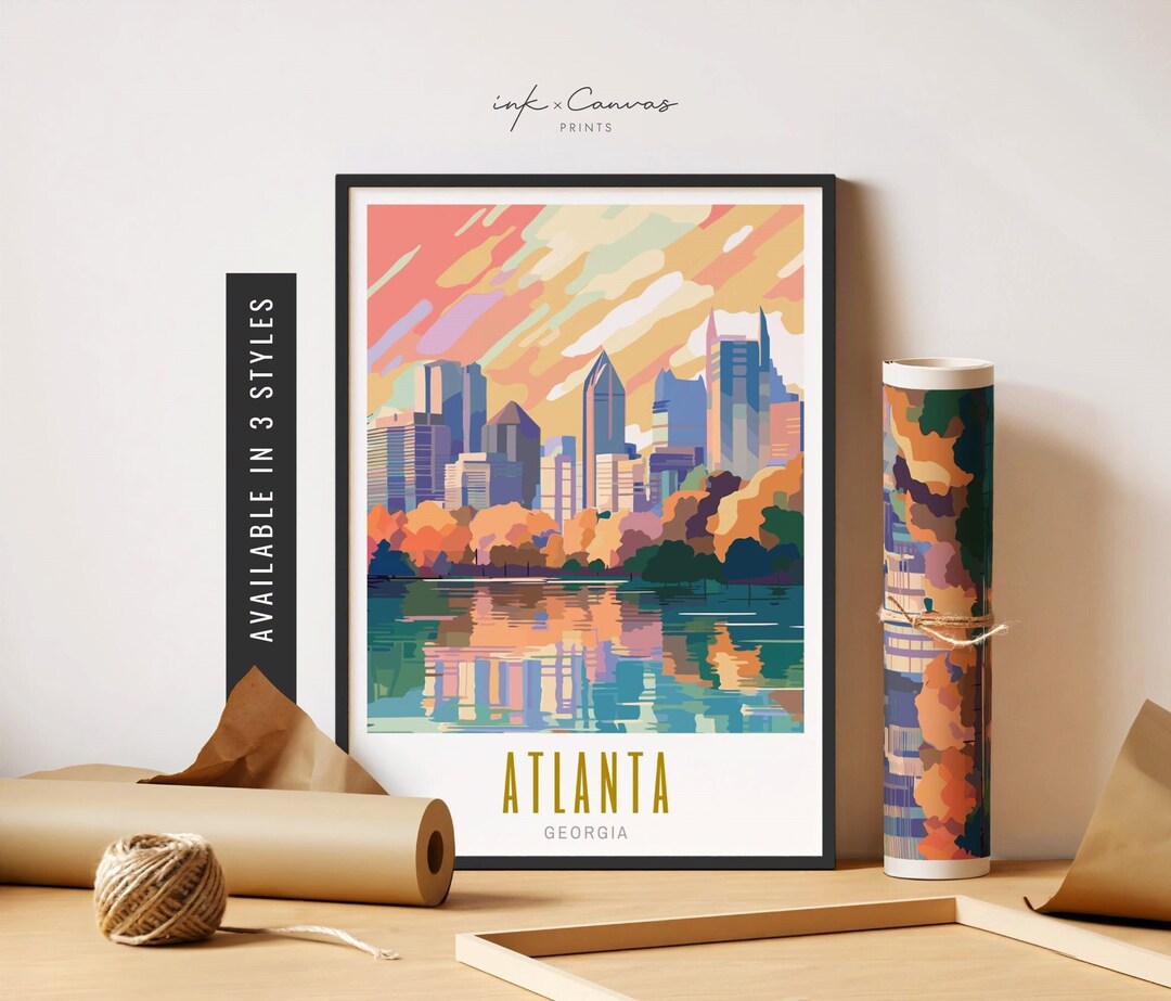 Atlanta Georgia Print Piedmont Park Atlanta City Poster Atlanta Skyline ...