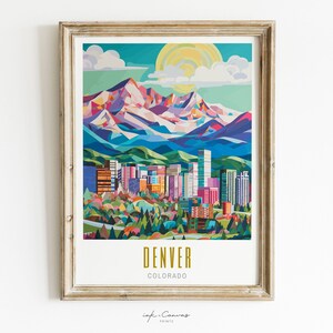 Denver Travel Poster Denver Colorado Print Rocky Mountains Art Denver ...