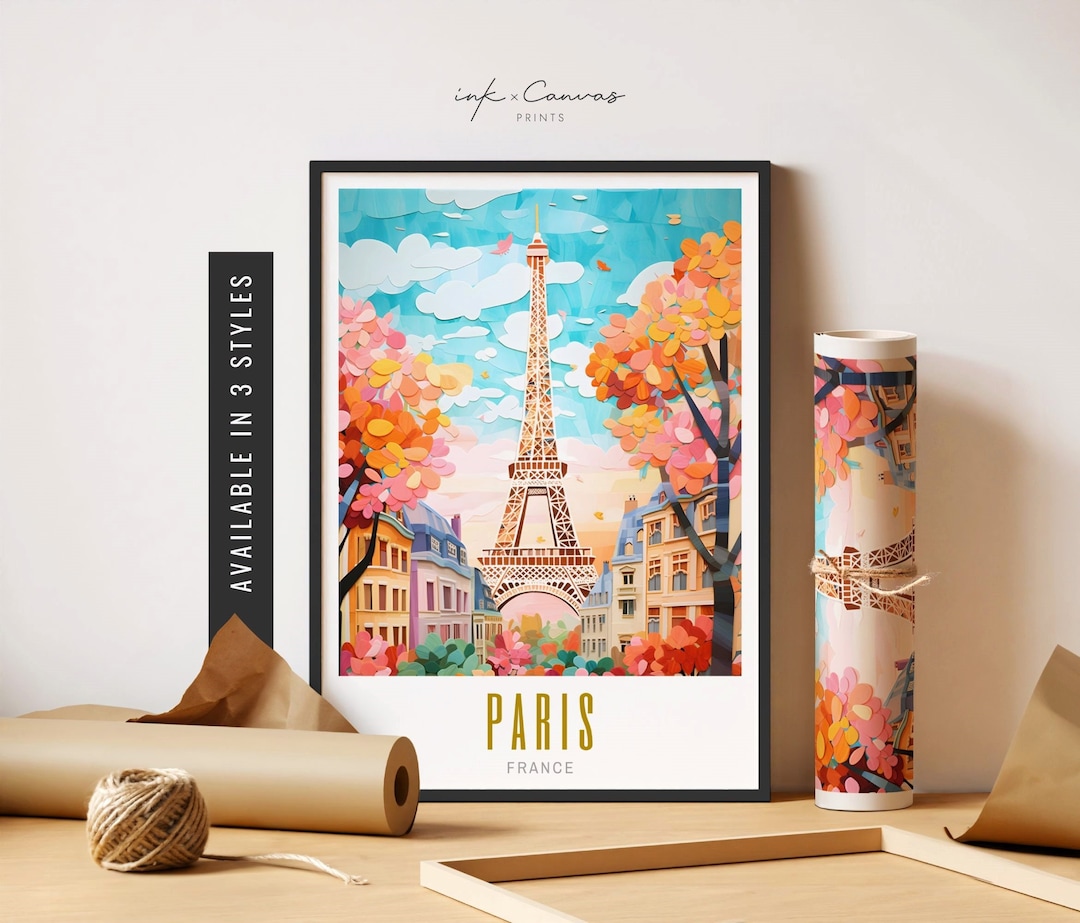 Paris Travel Poster Paris Print Eiffel Tower Wall Art Paris France ...