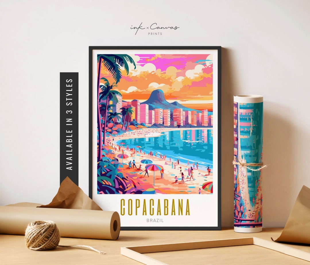 Copacabana Wall Art Retro Destination Print Copacabana Travel Poster ...