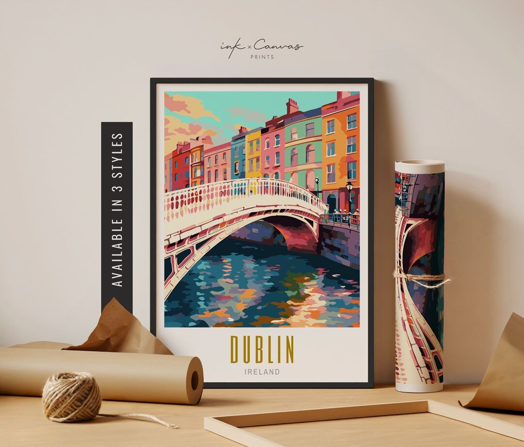 Dublin Travel Poster Dublin City Print Dublin Ireland Poster Retro ...