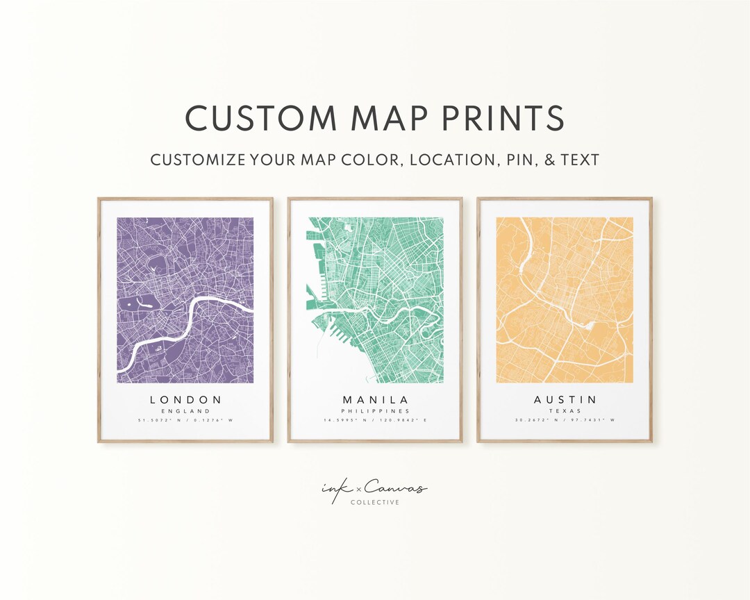 Personalized Map Print Custom Map Wall Art Where We First Met Map ...