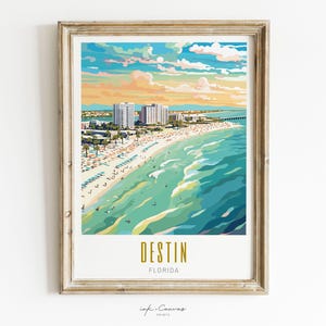Destin Florida Print Travel Souvenir Art Destin FL Poster Beach Decor ...