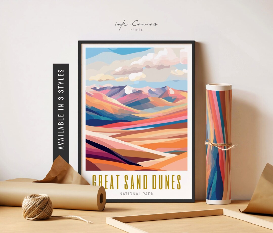 Great Sand Dunes Poster Landscape Art Great Sand Dunes National Park ...