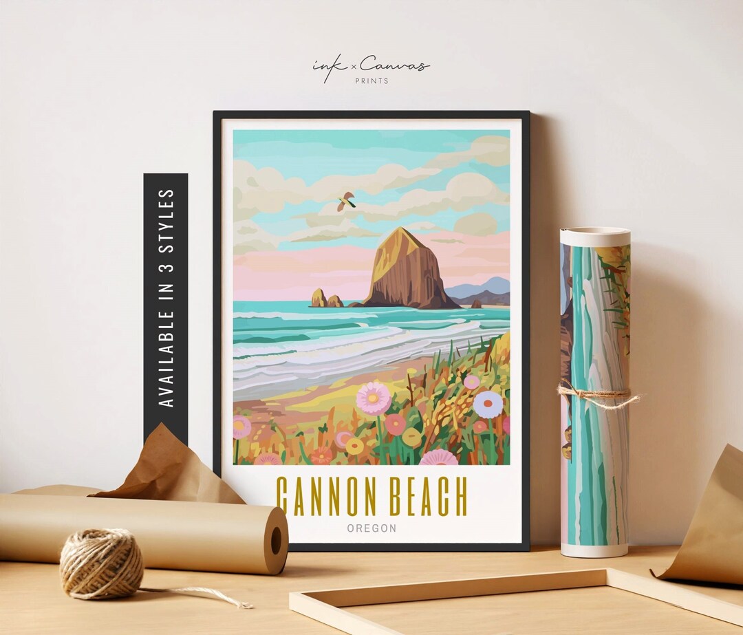 Cannon Beach Oregon Art Print Cannon Beach Wall Art Haystack Rock Art ...