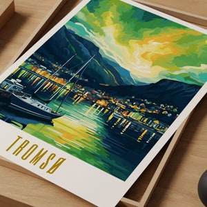 Tromso Poster Norway Northern Lights Wall Art Tromso Norway Art Print ...