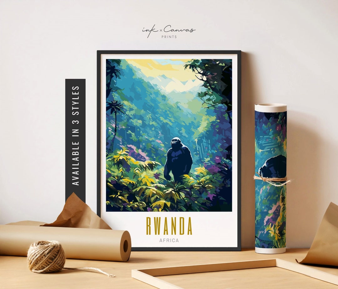 Rwanda Art Print African Animal Art Gorilla Print Rwanda Africa Travel ...
