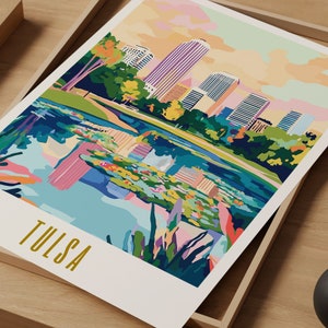Tulsa Oklahoma Art Print Travel Destination Art Retro City Print Tulsa ...