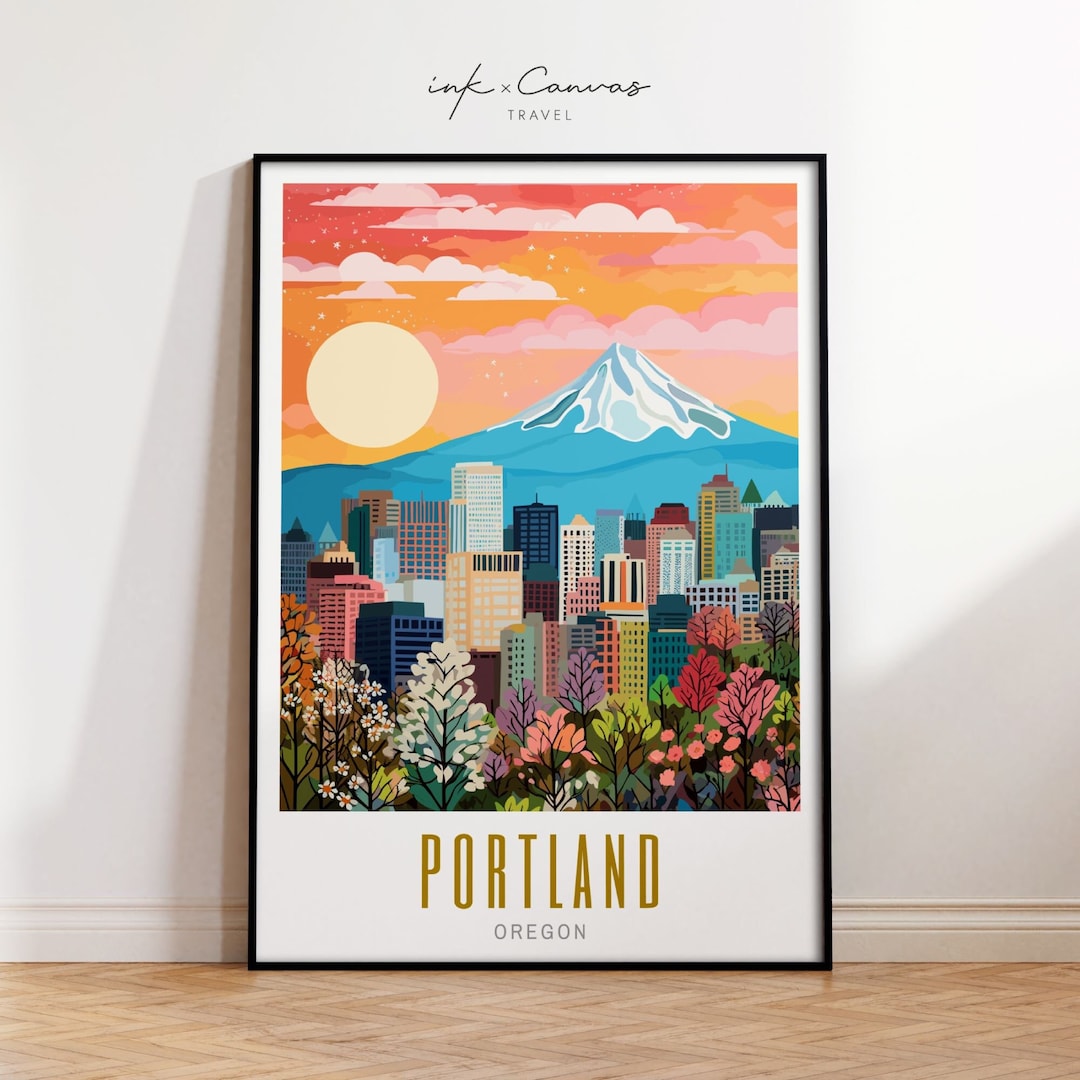 Portland Oregon Print Mt. Hood Wall Art Portland Print US Cities Print ...