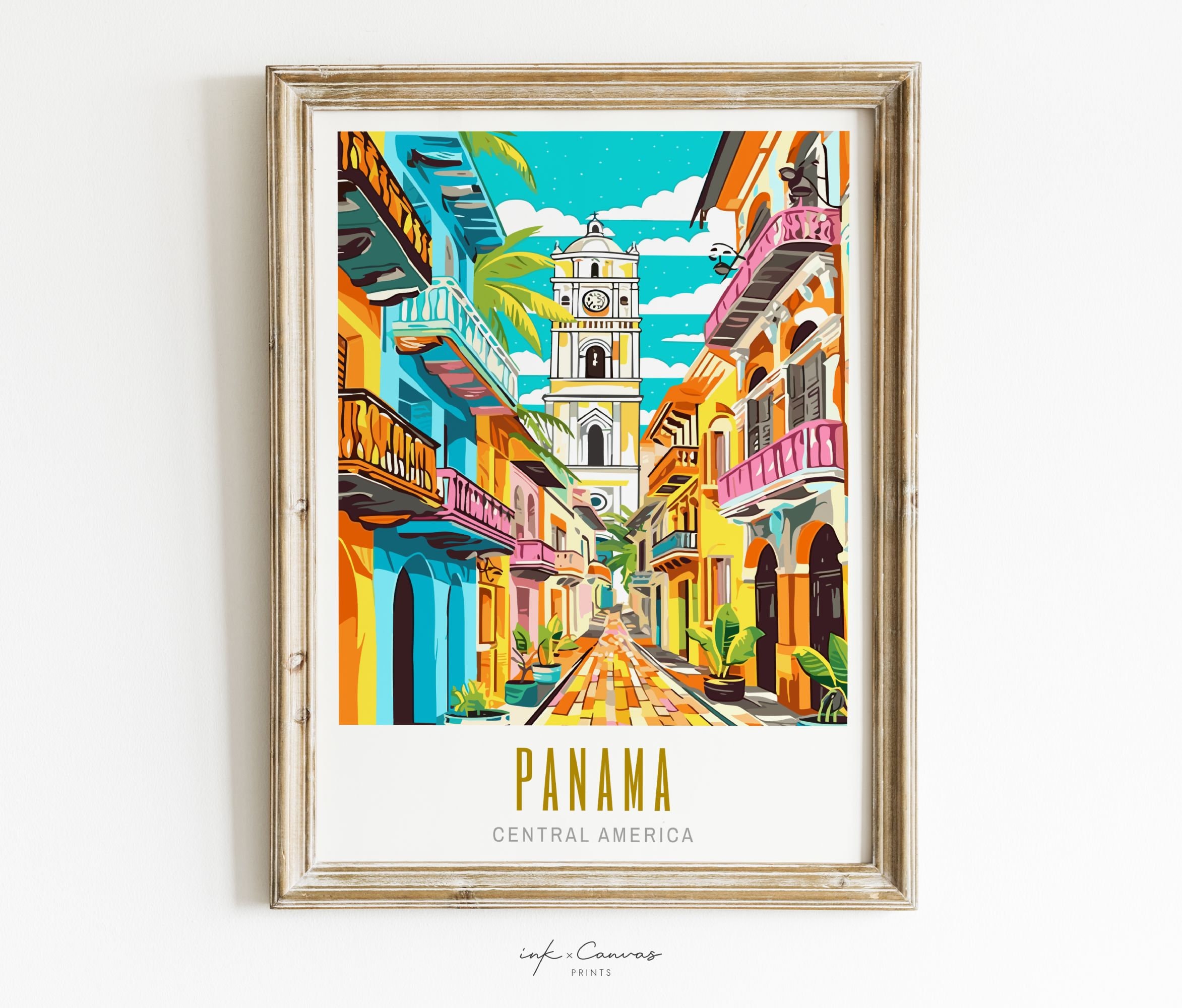Panama Art Print Central America Art Old Town Panama Travel Poster ...