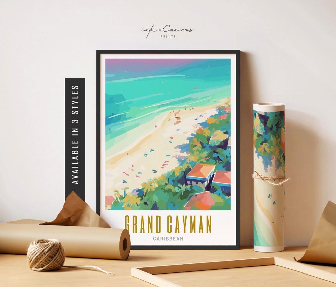 Grand Cayman Islands Travel Poster Cayman Islands Art Print Caribbean ...
