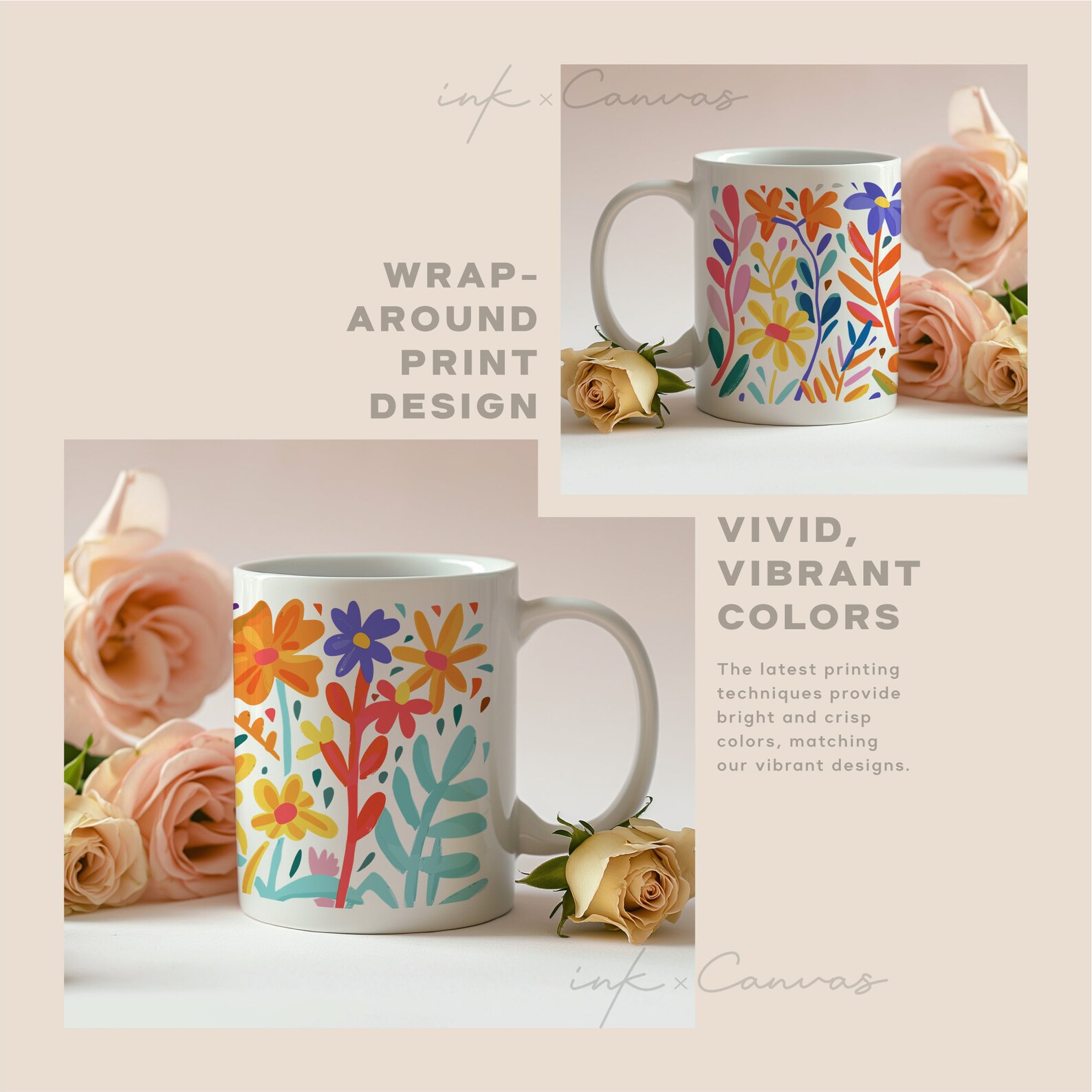Colorful Wildflower Mug Flower Lover Gift for Her Office Vibrant Floral ...