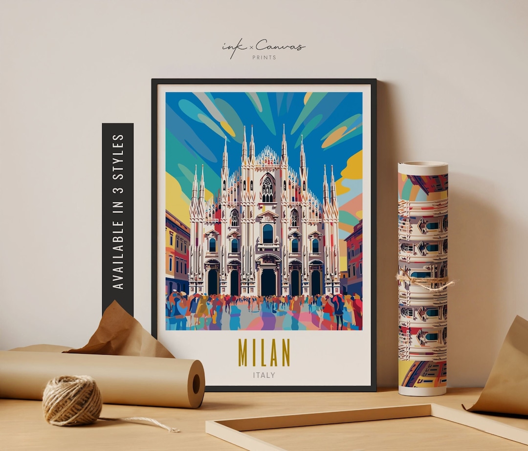 Milan Italy Art Work Duomo Di Milano Art Milan Poster Italian Wall Art ...