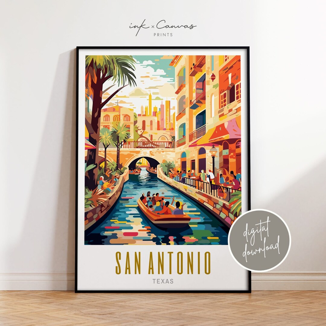 San Antonio River Walk Art Digital Download US Cities Prints TX Travel ...