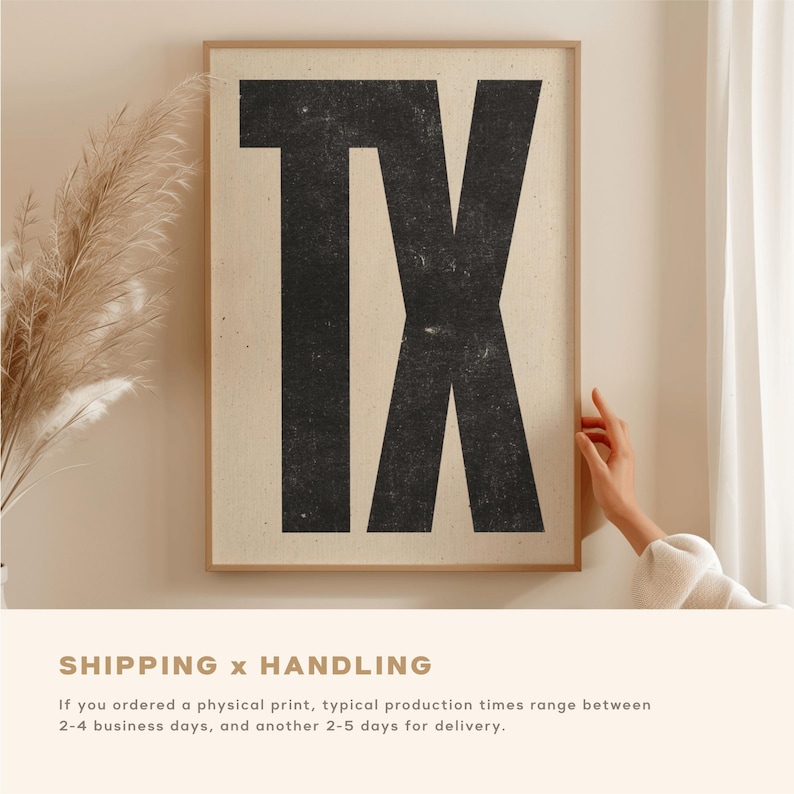Custom State Initials Print Texas Typography Art Print Rustic Western ...