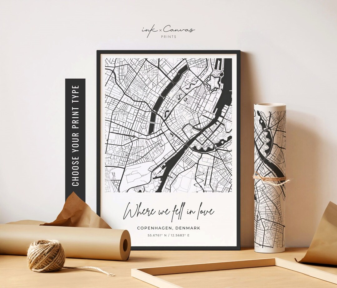 Custom City Map Print Custom Map Poster Personalized Map Wall Art City Map Gift Custom Cities ...