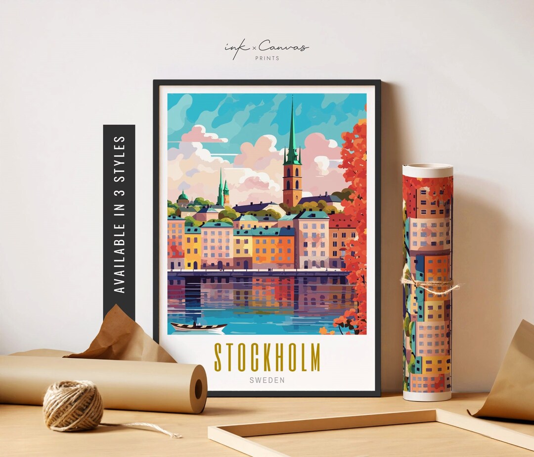 Stockholm Poster Sweden Wall Art Swedish Art Print Stockholm Sweden ...