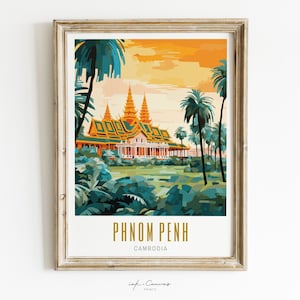 Phnom Penh Cambodia Poster Phnom Penh Royal Palace Art Cambodian Wall ...