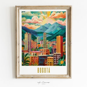 Bogota Travel Poster Bogota Colombia Wall Art Retro Destination Print ...