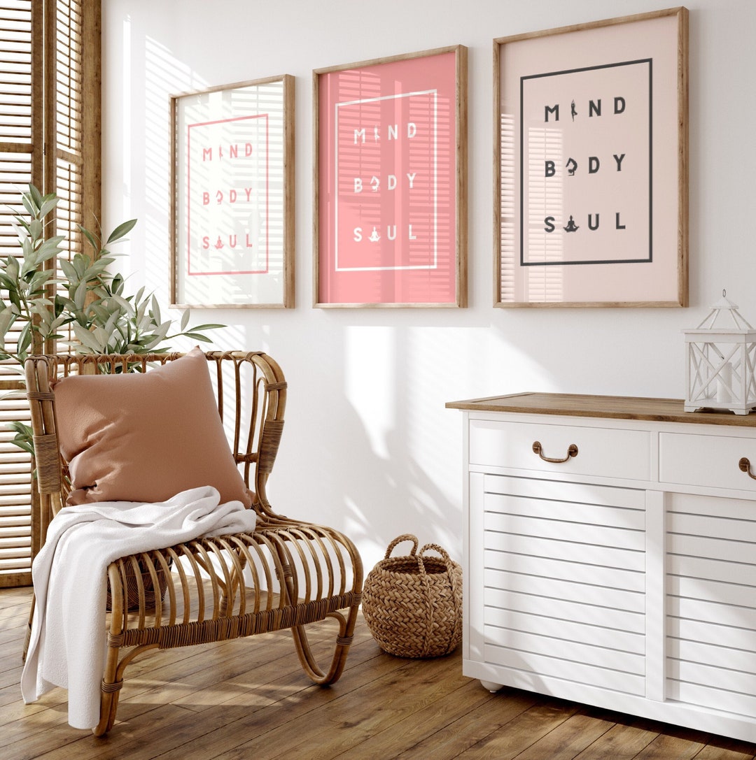 Mind Body Soul Poster Set of 6 Digital Prints Yoga Studio Wall Decor ...