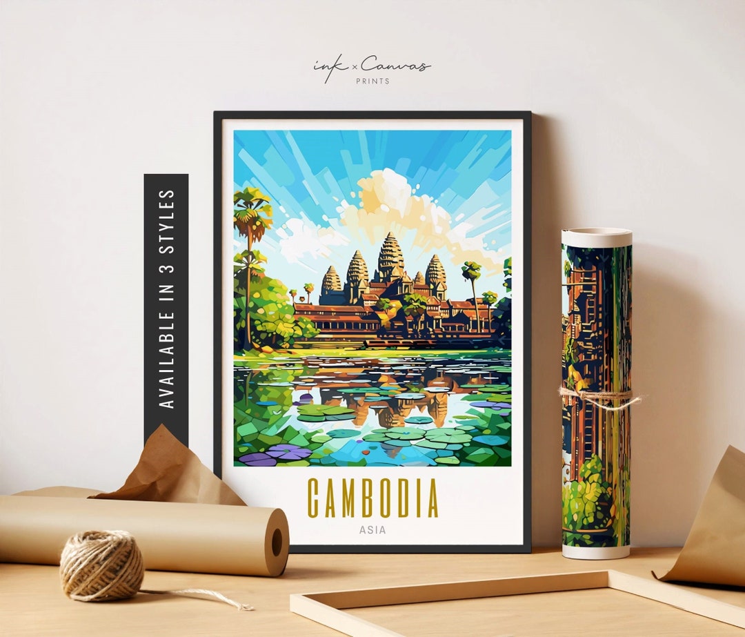 Cambodia Poster Angkor Wat Art Print Cambodian Wall Art Angkor Wat ...