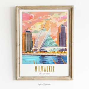 Milwaukee Poster Retro Travel Poster Art Milwaukee Wisconsin Print ...