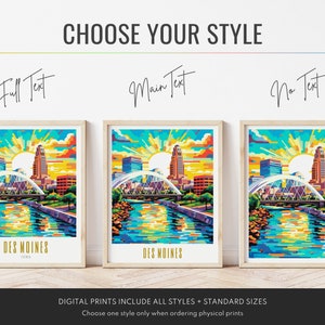Des Moines Iowa Poster Des Moines Skyline Iowa Retro City Poster Travel ...