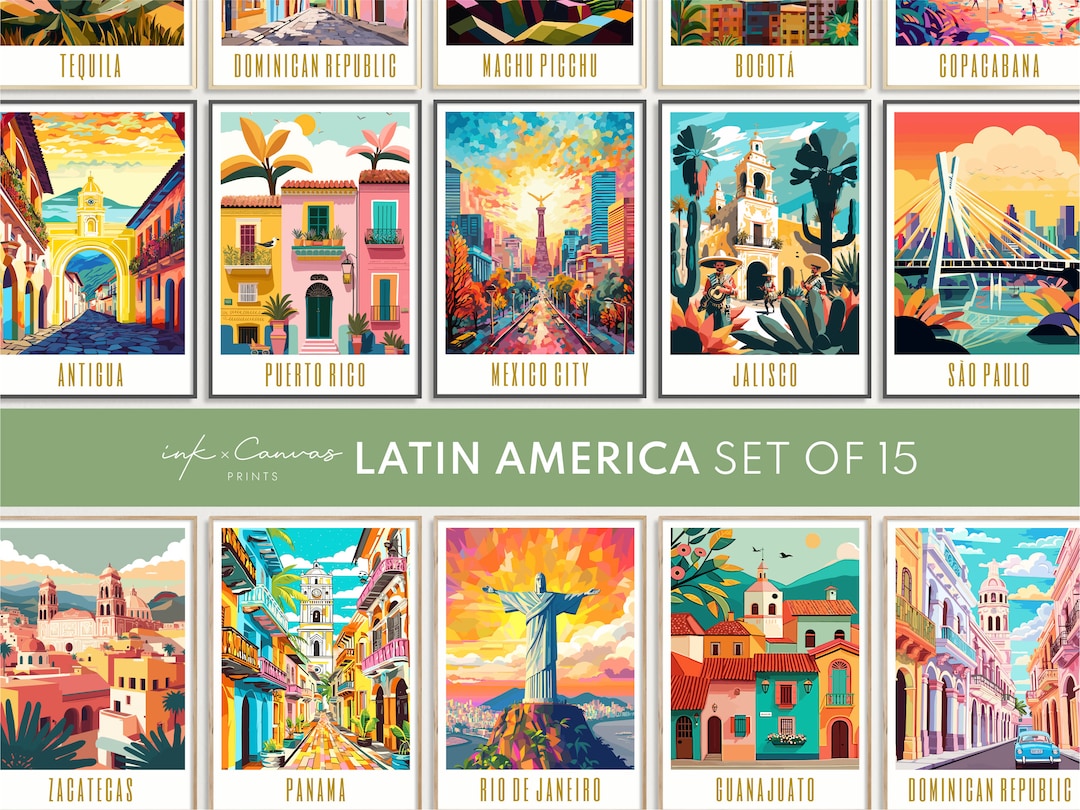Latin America Travel Poster Gallery Set of 15 Travel Prints Digital ...