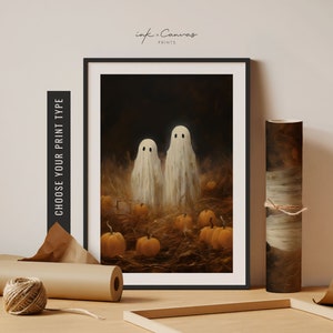 Halloween Wall Art Cute Ghosts Print Vintage Halloween Decor Pumpkin ...