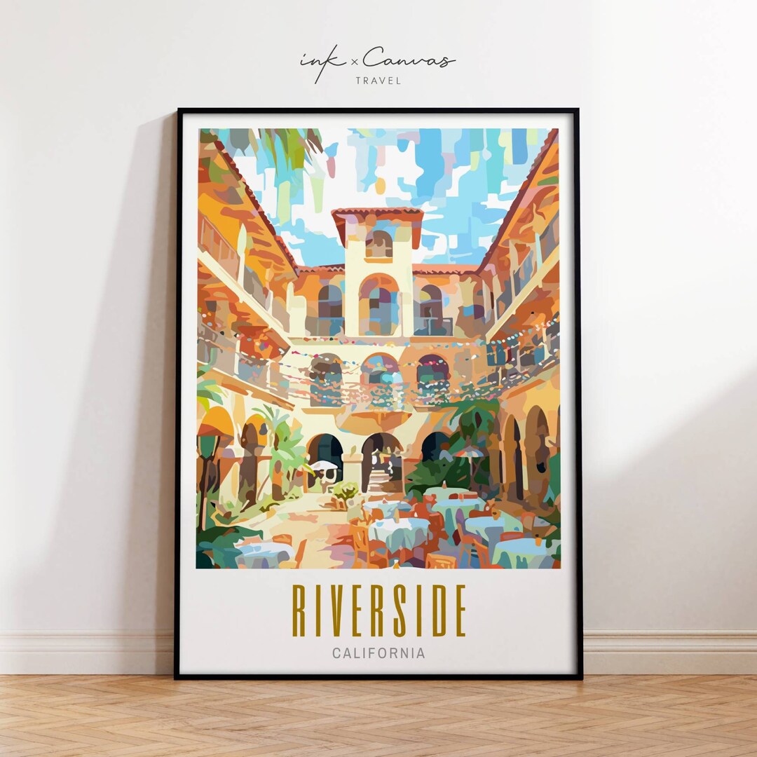 Riverside California Travel Poster Mission Inn Hotel Art Spanish ...