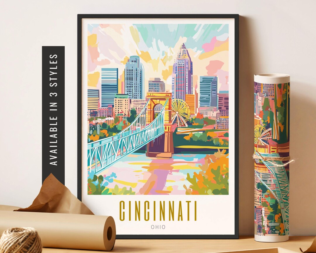 Cincinnati Ohio Art Print Travel City Wall Art Cincinnati OH Print ...