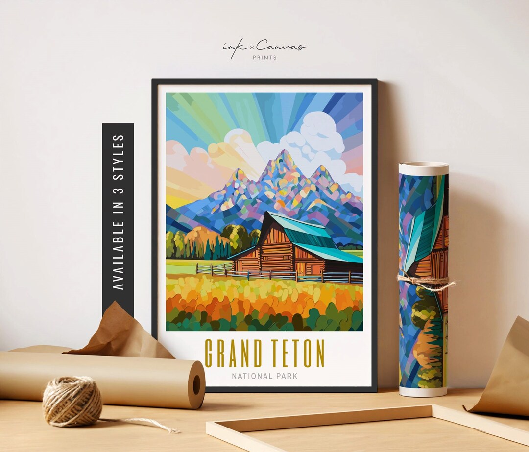 Grand Teton National Park Poster Grand Teton Wall Art Teton Mountain ...