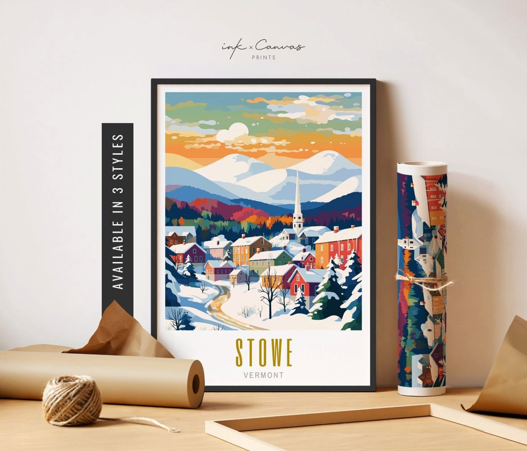 Stowe Vermont Art Print Stowe VT Mountain Wall Art Stowe Ski Poster ...