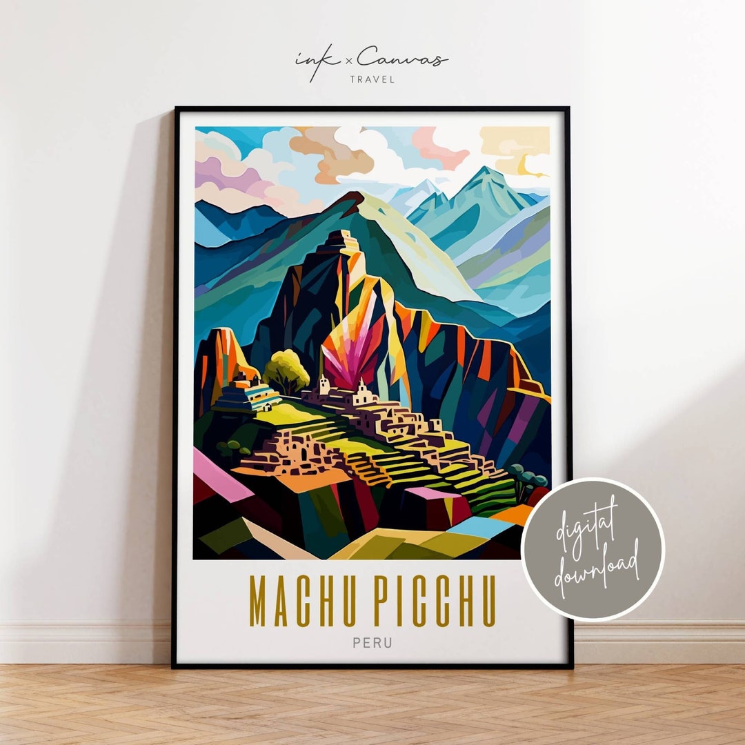 Machu Picchu Peru Travel Poster Peru Wall Art Maximal Decor Mid Century ...