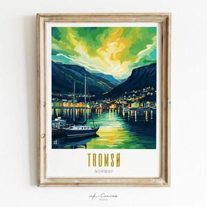 Tromso Poster Norway Northern Lights Wall Art Tromso Norway Art Print ...