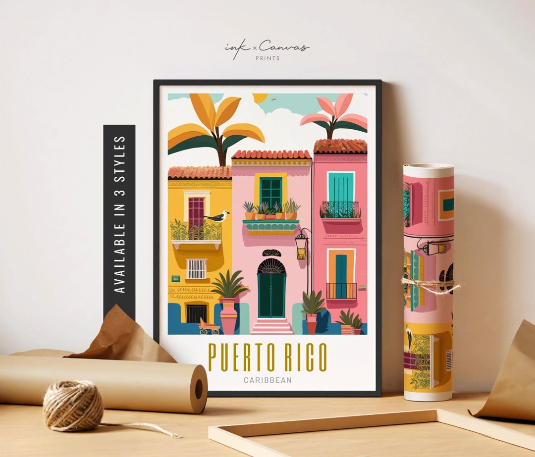 Puerto Rico Art Print Caribbean Art Puerto Rico Wall Art Retro ...