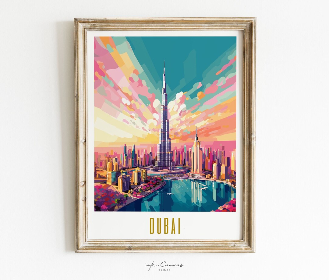 Dubai Poster Burj Khalifa Print Dubai Wall Art United Arab Emirates ...