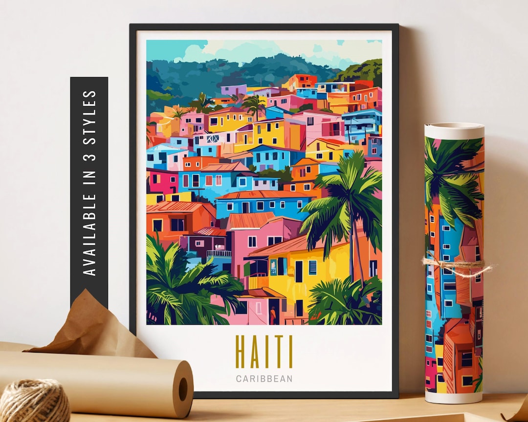 Haiti Art Print Caribbean Wall Art Port-au-prince Haiti Print Retro ...