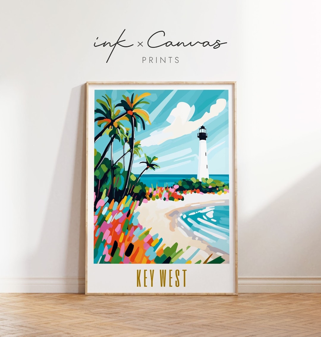 Key West Travel Poster Florida Print Retro US Cities Prints Lighthouse ...