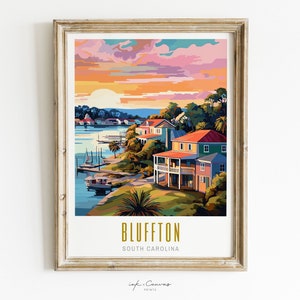Bluffton South Carolina Art Print Bluffton SC Art Travel Poster Custom ...