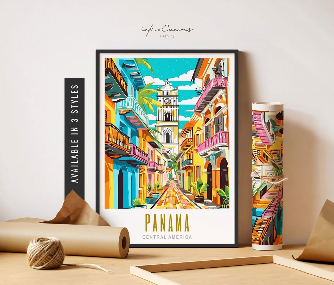 Panama Art Print Central America Art Old Town Panama Travel Poster ...
